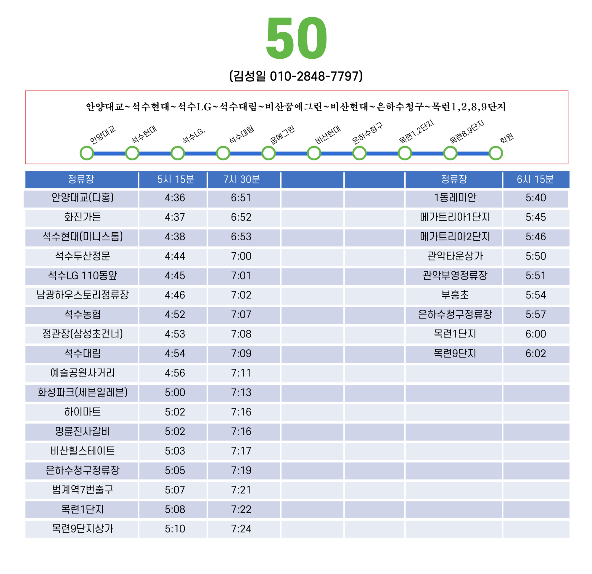 학원 통학 차량 노선